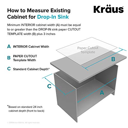 KRAUS Standart PRO 33-inch Drop In/Undermount 16 Gauge Double Bowl 2-Hole Stainless Steel Kitchen Sink, KHT302-33