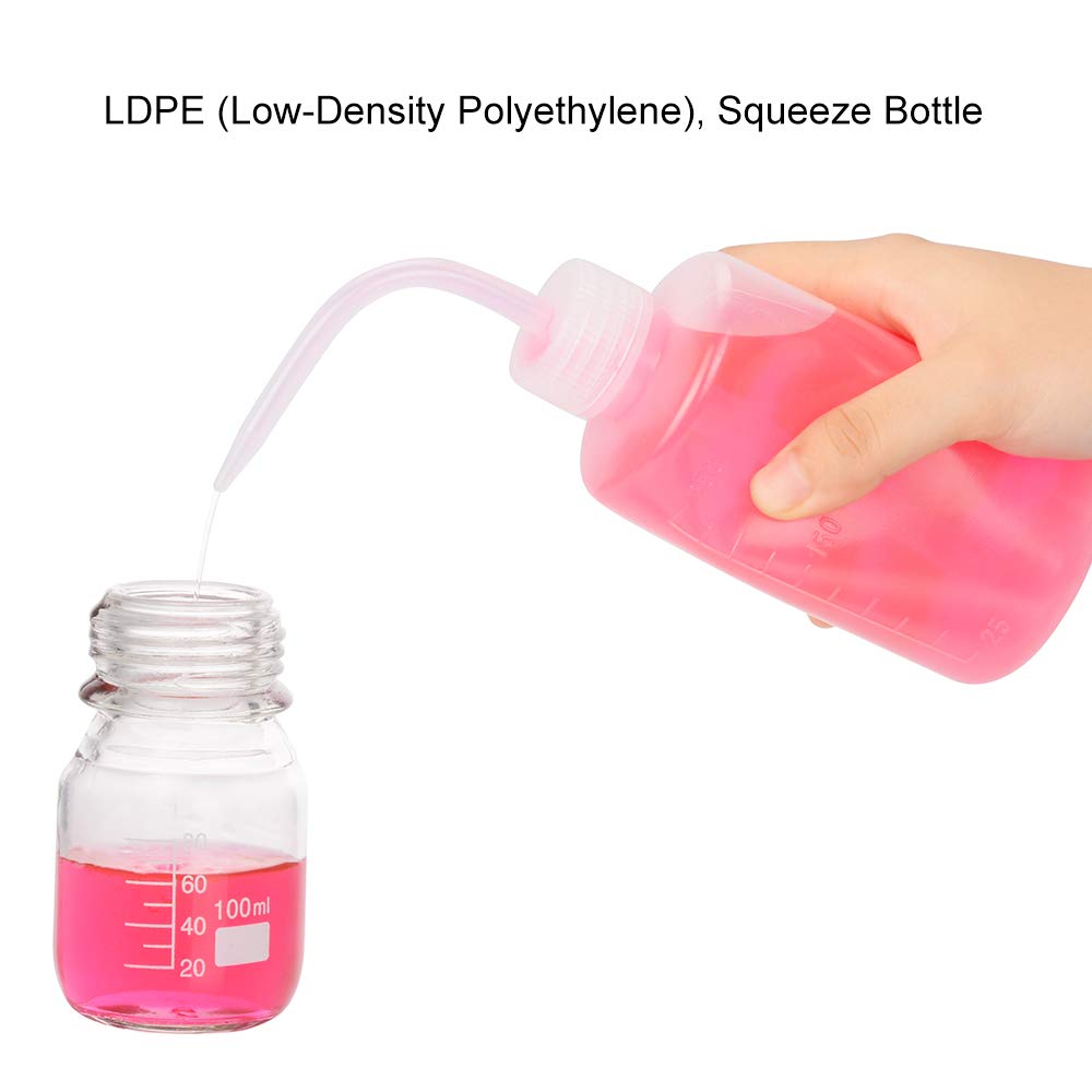 stonylab Chemical Wash Bottle, 2-Pack Plastic Safety Lab Squeeze Wash Bottle, LDPE with Narrow Mouth, 250 ml (8 oz) and 500 ml (16 oz)