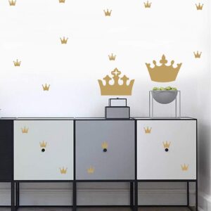 Crown Wall Decals for Girls Bedroom Kids Room Decals Nursery Wall Decals, Princess Crowns Wall Stickers, Crown in The Wall Removable Peel and Stick Wall Decals Metallic Vinyl Decals