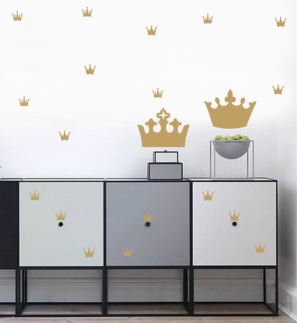 Crown Wall Decals for Girls Bedroom Kids Room Decals Nursery Wall Decals, Princess Crowns Wall Stickers, Crown in The Wall Removable Peel and Stick Wall Decals Metallic Vinyl Decals