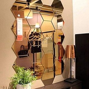 manco luella mirror wall stickers, 12pcs hexagon mirror 20x18cm art diy home decorative hexagonal acrylic sheet plastic tiles living room bedroom sofa tv background wall decal decoration