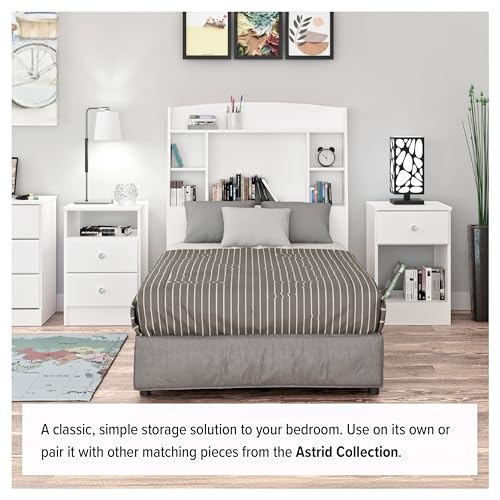 Prepac Astrid Simplistic 4-Drawer Dresser for Bedroom, Functional Chest of Drawers with Acrylic Knobs 18.25" D x 30" W x 34" H, White, WDBR-0401-1-V