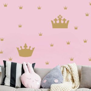 Crown Wall Decals for Girls Bedroom Kids Room Decals Nursery Wall Decals, Princess Crowns Wall Stickers, Crown in The Wall Removable Peel and Stick Wall Decals Metallic Vinyl Decals