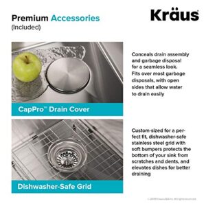 KRAUS Standart PRO 33-inch Drop In/Undermount 16 Gauge Double Bowl 2-Hole Stainless Steel Kitchen Sink, KHT302-33