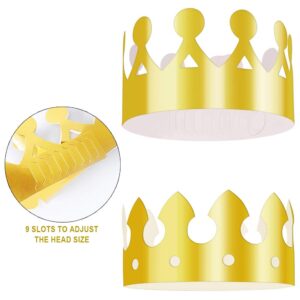 Aniann 28 Pack Gold Paper Crown Gold Foil Party Crown Hat Cap for Birthday Celebration Baby Shower Photo Props (2 Styles)