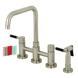 kingston brass ks8288dklbs concord bridge kitchen faucet, brushed nickel