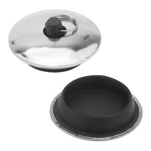 mromax 2pcs stainless steel sink plug drain stopper fit 39mm with ring for bathtub kitchen bathroom silver, black