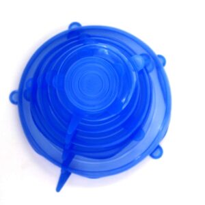 Flexible Silicone Stretch Lids Round Reusable Food Covers for Bowl Cup Dish Silicone Food Wrap Food Grade 6pcs (Blue)