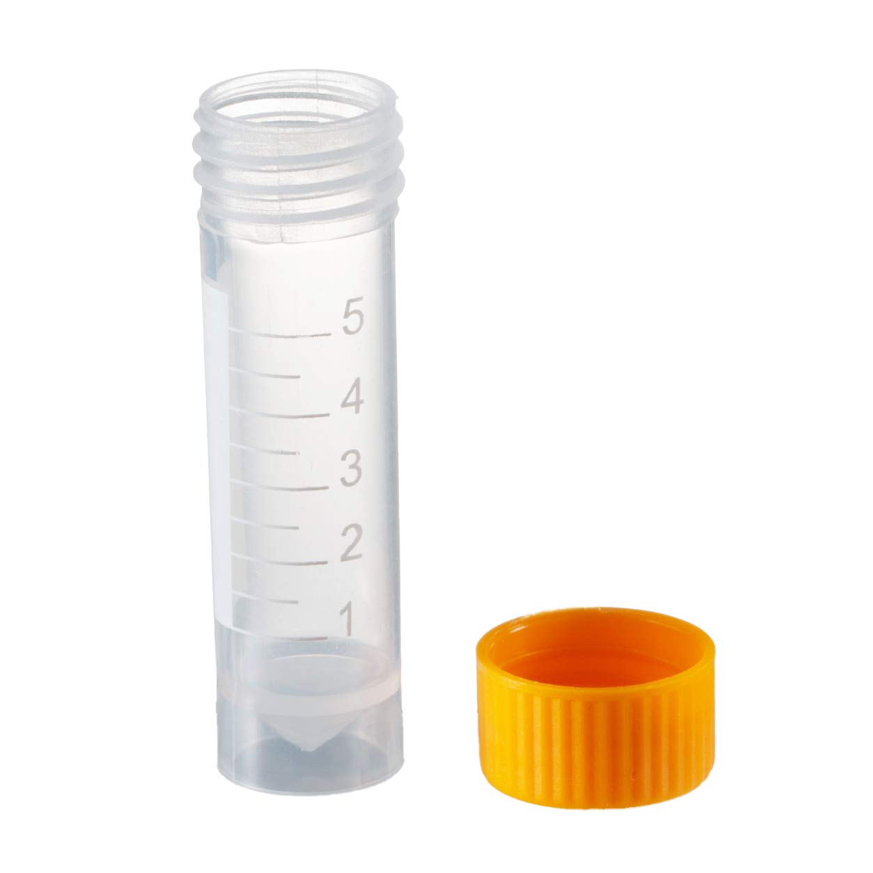 Eowpower 50 Pieces 5 ml Flat Bottom Plastic Graduated Sample Vial Storage Container Tube Tubes with Screw Caps