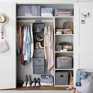 Amazon Basics 6-Tier Hanging Shelf Closet Storage Organizer with Removable Drawers, Grey, 6.9"D x 13.6"W x 12.2"H