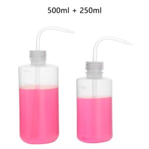 stonylab Chemical Wash Bottle, 2-Pack Plastic Safety Lab Squeeze Wash Bottle, LDPE with Narrow Mouth, 250 ml (8 oz) and 500 ml (16 oz)