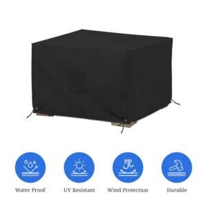 Covers & All Square Ottoman Cover, Heavy Duty 18 Oz Waterproof UV & Weather Resistant Patio Garden Furniture Stool Protector Indoor Outdoor with Air Vents & Drawstrings (34" L x 34" W x 18" H, Black)