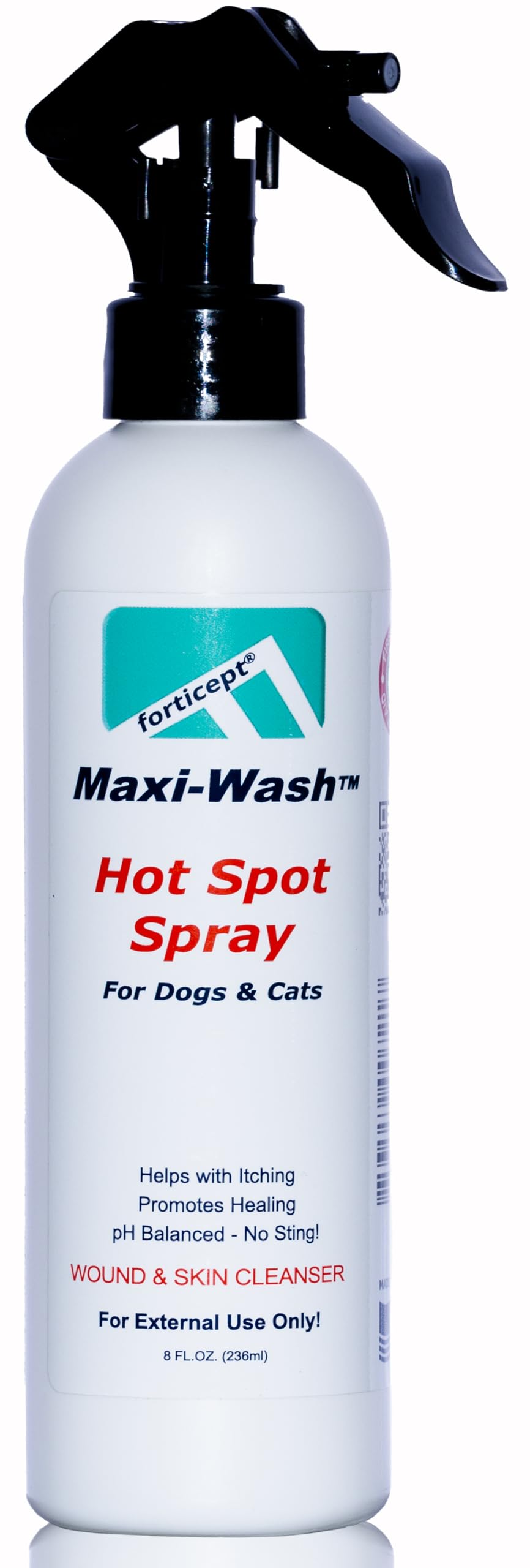 Forticept Maxi-Wash Hot Spot Spray Treatment, Wound Care & Itch Relief Spray for Dogs and Cats. Relives Scratching, Rashes, Sores, Itchy Skin and Paw Licking 8 oz