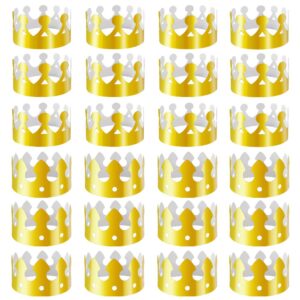 aniann 28 pack gold paper crown gold foil party crown hat cap for birthday celebration baby shower photo props (2 styles)