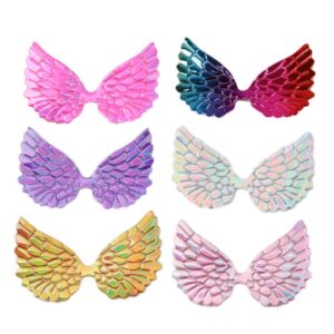 david angie laser angel wing fabric embossed 60 pcs iridescent wing patches for diy crafts hair accessories (assorted 60 pcs)