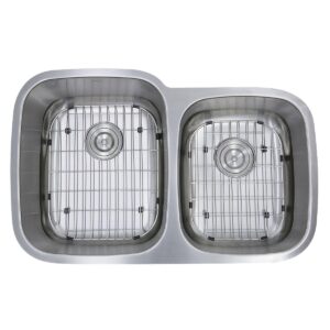 nantucket sinks 60/40 double bowl 16 gauge kitchen sink with cutting board, grids and colander drains