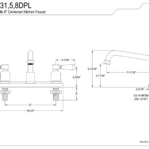 Kingston Brass FB2138DPL Paris 8" Centerset Kitchen Faucet, Brushed Nickel