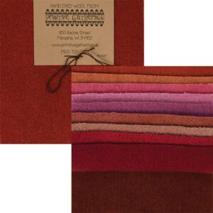 primitive gatherings hand dyed wool primitive 3 charm pack 10 5-inch squares moda fabrics pri 6027