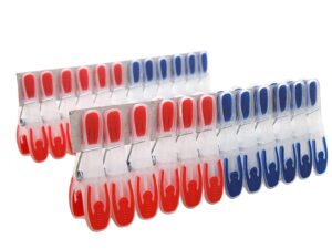 strong non-slip wide open plastic clothes clips for drying clothing clamps sturdy travel clothespins 24 pack