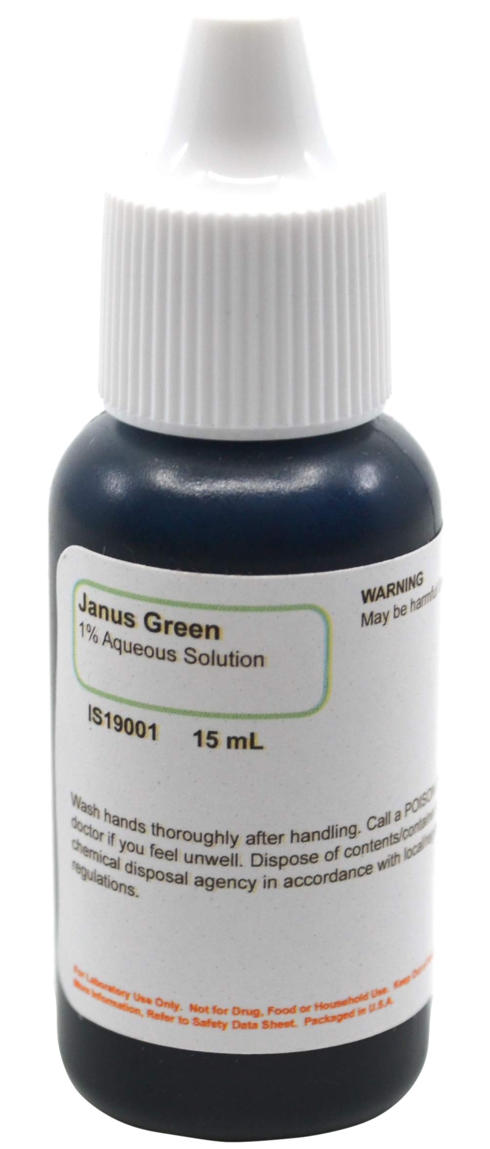 ALDON Innovating Science 1% Janus Green Solution, 15ml - Laboratory Grade - Basic Dye & Vital Stain Used in Histology - The Curated Chemical Collection