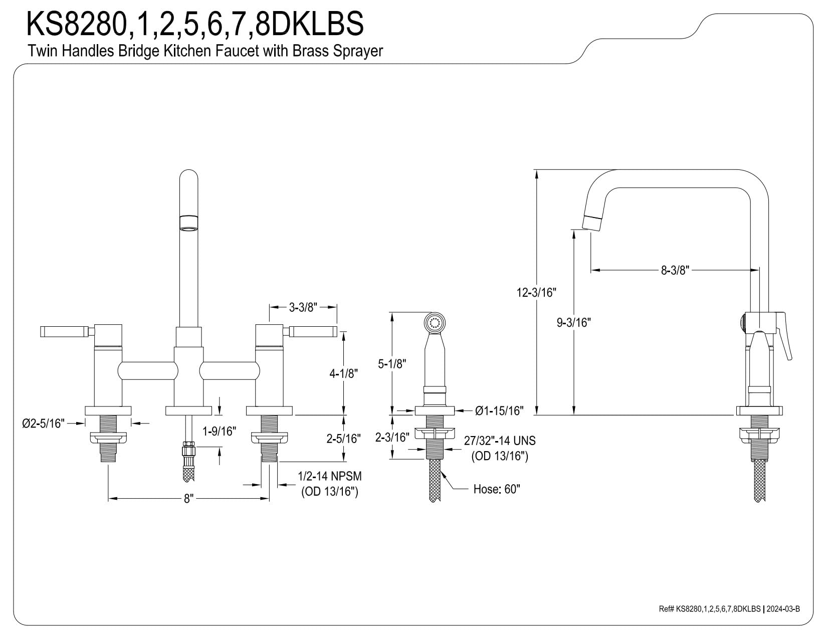 Kingston Brass KS8288DKLBS Concord Bridge Kitchen Faucet, Brushed Nickel