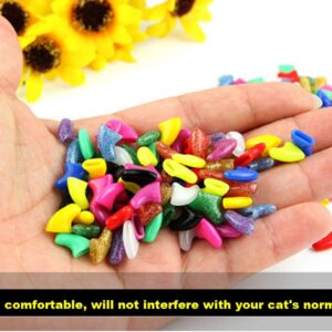 VICTHY 140pcs (14 Colors) Cat Nail Caps, Cat Claw Covers Cat Nail Covers with Adhesives and Applicators (Small)