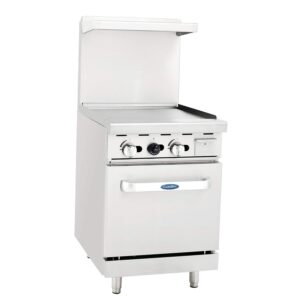 atosa agr commercial gas range, 24" gas range, griddle top, (1) 20" standard oven, propane gas (agr-24g-lp)