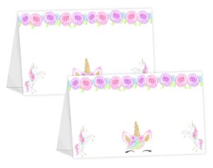 pop parties magical unicorn table tents - 12 unicorn buffet cards - unicorn place cards - unicorn party decorations -unicorn party supplies - lashes