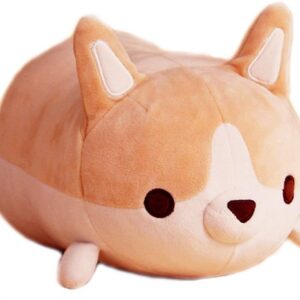 FlorisHome Cute Funny Corgi Dog Shaped Plush Pillows Soft Toys Doll Vent Creative Corgi Dog Butt Plush Pillows (Tan White 40 cms 40 cms)