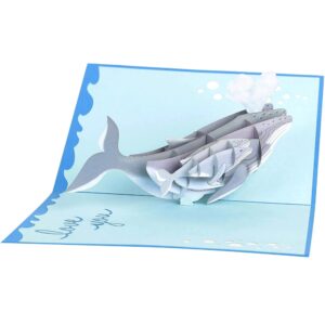 PopLife Humpback Whale Parent and Child 3D Pop Up Card - Mother's Day Gift, Whale Lover's Birthday, Graduation - for Mom, for Daughter, for Son, for Parent, for Dad