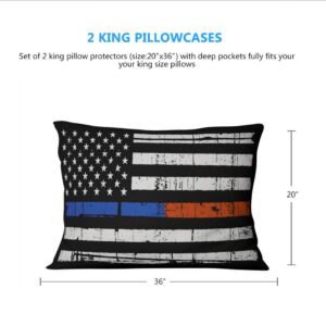 Oliven American Flag Quilt Cover Queen Size Valor Patriot Theme Digital Duvet Cover 3 Piece Bedding Set,Black White Gray