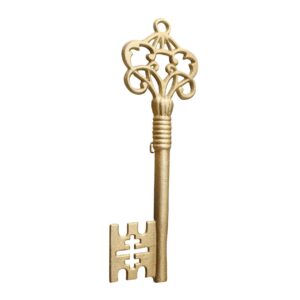 wallcharmers large skeleton key, cast iron key wall decor, gold vintage style skeleton keys for walls, gold