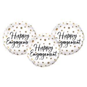 set of 3 happy engagement gold polka dot bridal shower 18" foil balloons