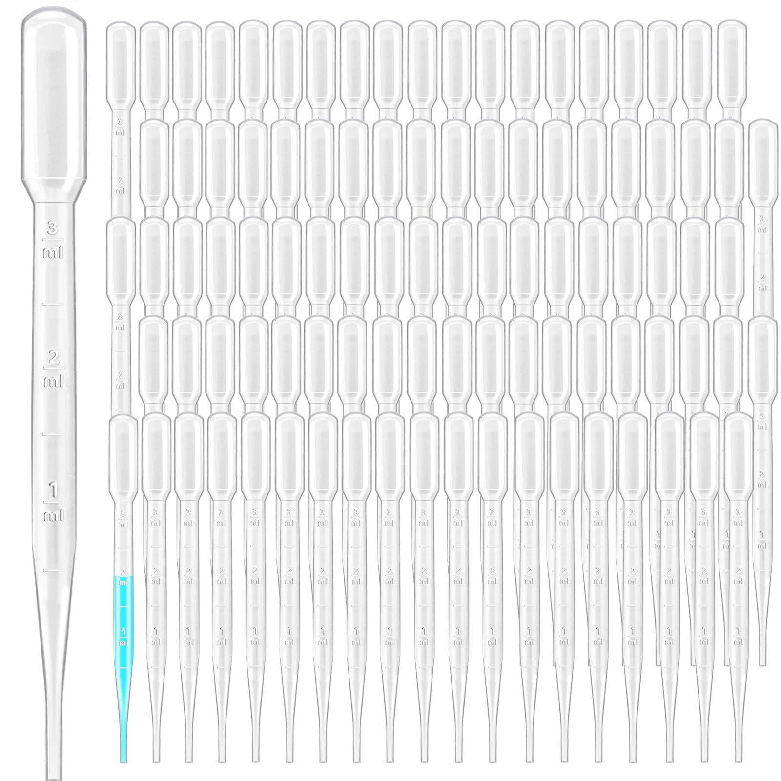 300PCS 3ML Plastic Transfer Pipettes,Disposable Graduated Transfer Pipettes Dropper for Essential Oil Mixture, Scientific Experiment, Make up Tool