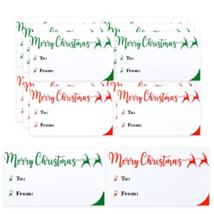 jijacraft 240pcs christmas tags christmas sticker labels for prsent wrapping, christmas self adhesive 2.4"x 1.4" inches red and green christmas elk stickers, holiday presents labels for gift wrapping