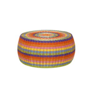 household essentials handwoven resin storage stool ottoman, multicolor