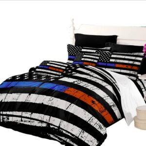 oliven american flag quilt cover queen size valor patriot theme digital duvet cover 3 piece bedding set,black white gray