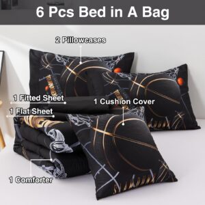 A Nice Night Basketball Court Printing Comforter Quilt Bedding Set Full Size for Teen Boys (Basketball Court)