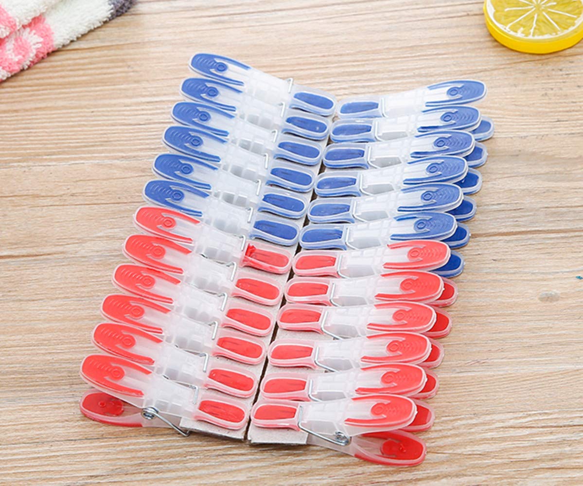 Strong Non-Slip Wide Open Plastic Clothes Clips for Drying Clothing Clamps Sturdy Travel Clothespins 24 Pack