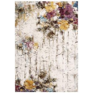 safavieh aria collection area rug - 8' x 10', cream & olive, modern boho abstract design, non-shedding & easy care, ideal for high traffic areas in living room, bedroom (ara167a)