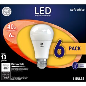 ge led light bulbs, 40 watt, soft white, a19 (6 pack)