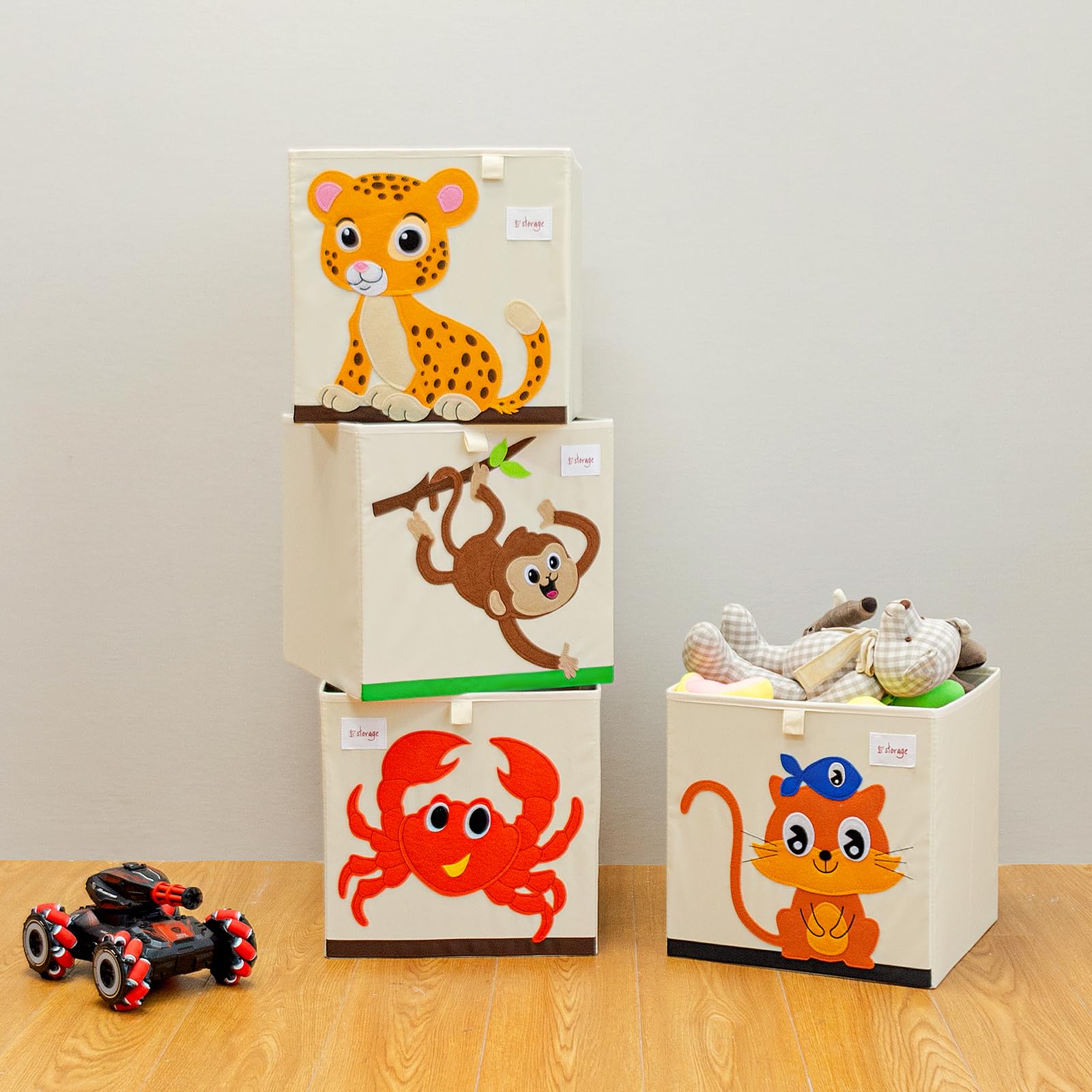 Vmotor Foldable Animal Canvas Storage Toy Box/Bin/Cube/Chest/Basket/Organizer For Kids, 13 inch(Tiger)