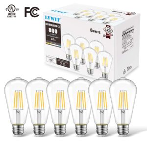 LVWIT ST21 LED Filament Bulb 7W(60 Watt Equivalent) Dimmable 2700K Warm White Vintage Edison Light Bulb E26 Medium Base (6-Pack)