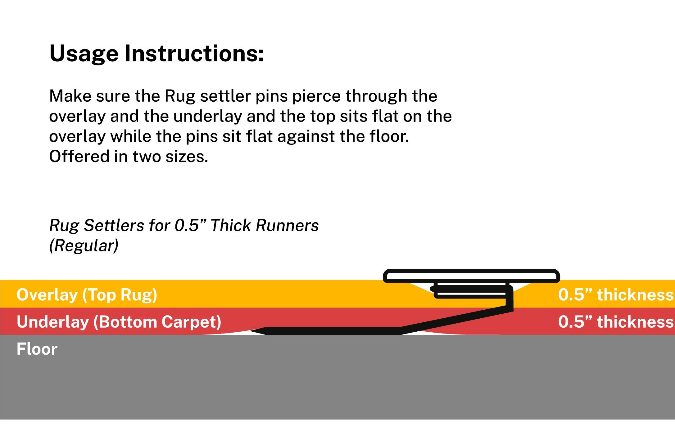 Wise Linkers Rug Settlers Rug Pins 6 pcs Rug Anchors Secure a Rug Over a Rug Anti Slip Pins for mats Runners Plastic Sheets and Throws