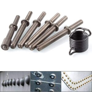 heavy duty 7 pcs air hammer rivet bits, abuff pneumatic air rivet hammer set for shank 0.401 chisel/air hammer rivet sets kit with spring