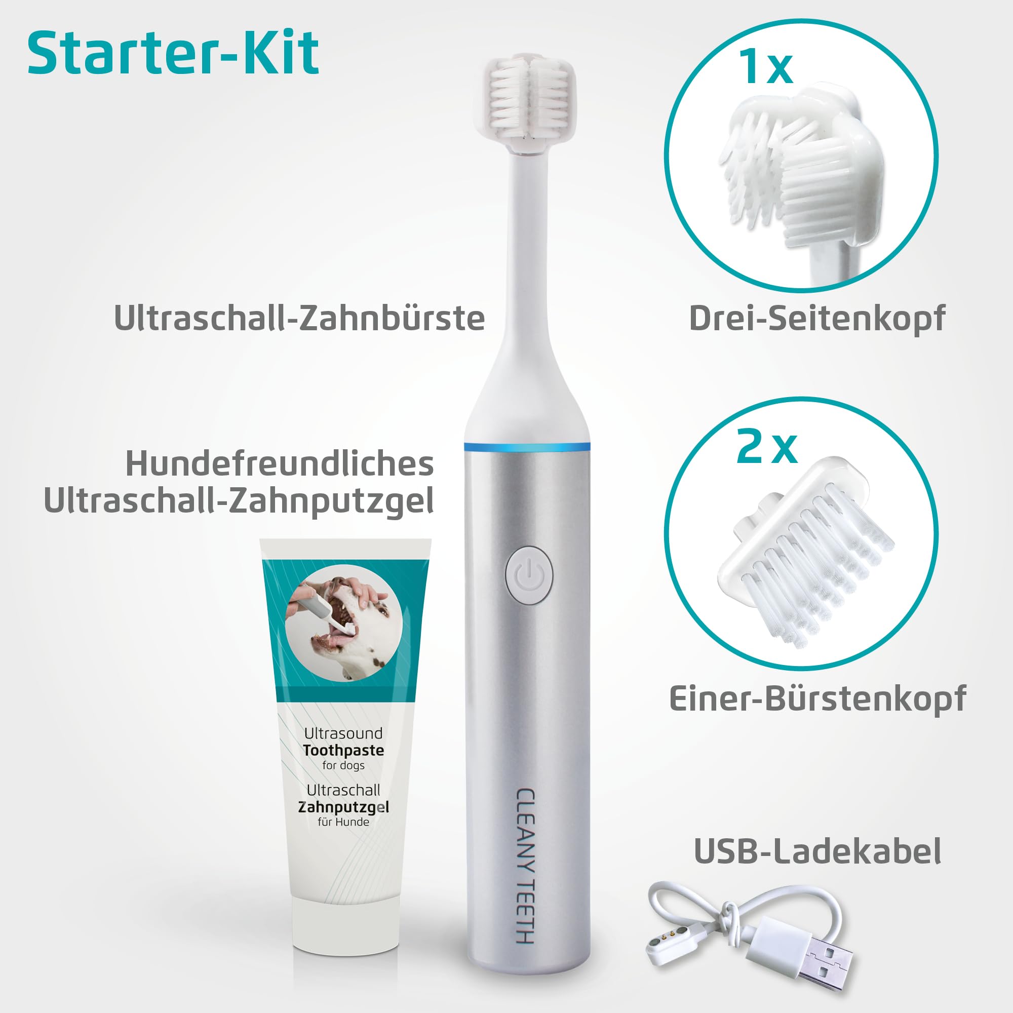 Techmira Cleany Teeth Toothbrush for Dogs Starter Kit