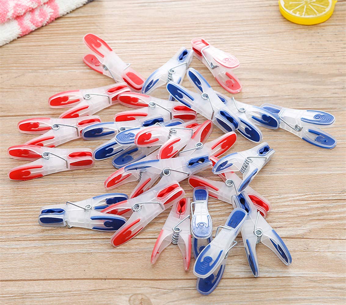 Strong Non-Slip Wide Open Plastic Clothes Clips for Drying Clothing Clamps Sturdy Travel Clothespins 24 Pack