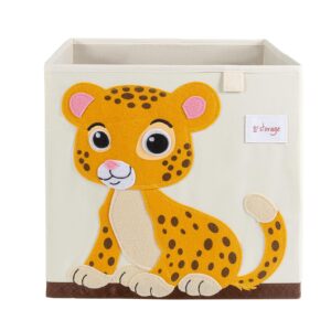 vmotor foldable animal canvas storage toy box/bin/cube/chest/basket/organizer for kids, 13 inch(tiger)