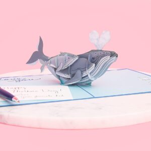 PopLife Humpback Whale Parent and Child 3D Pop Up Card - Mother's Day Gift, Whale Lover's Birthday, Graduation - for Mom, for Daughter, for Son, for Parent, for Dad