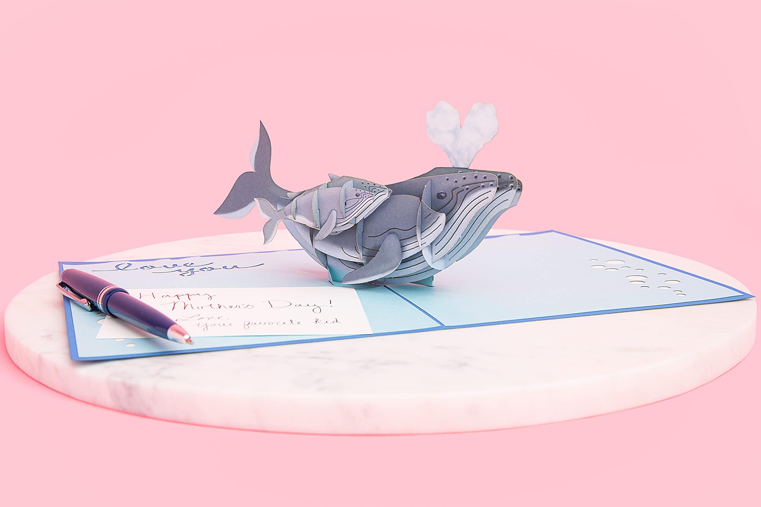 PopLife Humpback Whale Parent and Child 3D Pop Up Card - Mother's Day Gift, Whale Lover's Birthday, Graduation - for Mom, for Daughter, for Son, for Parent, for Dad